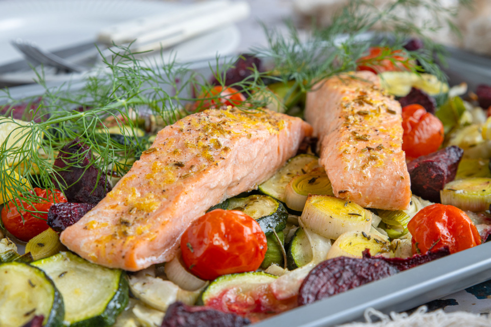 Elegantes Lachs Zubereiten Backofen Bild
