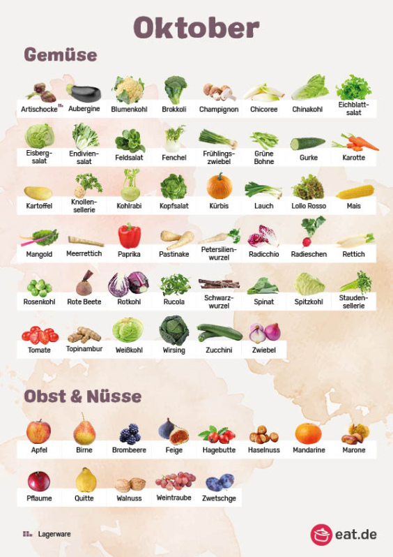 Saisonkalender Oktober für Obst, Gemüse und Nüsse - eat.de