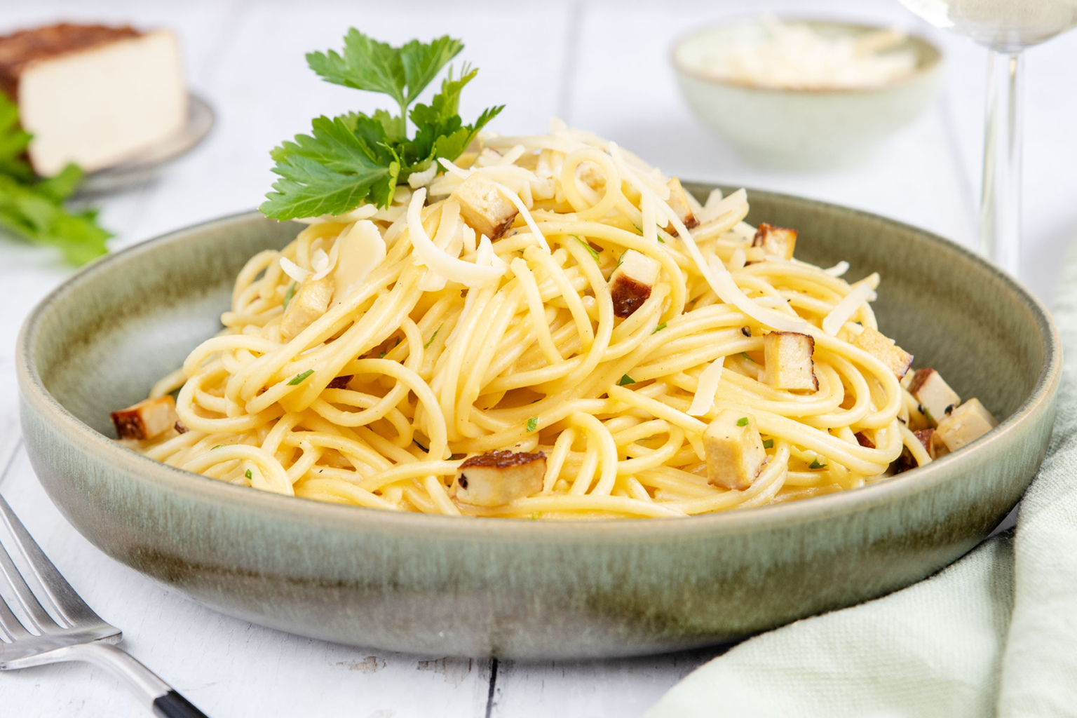 Spaghetti Carbonara mit Sahne-Sauce